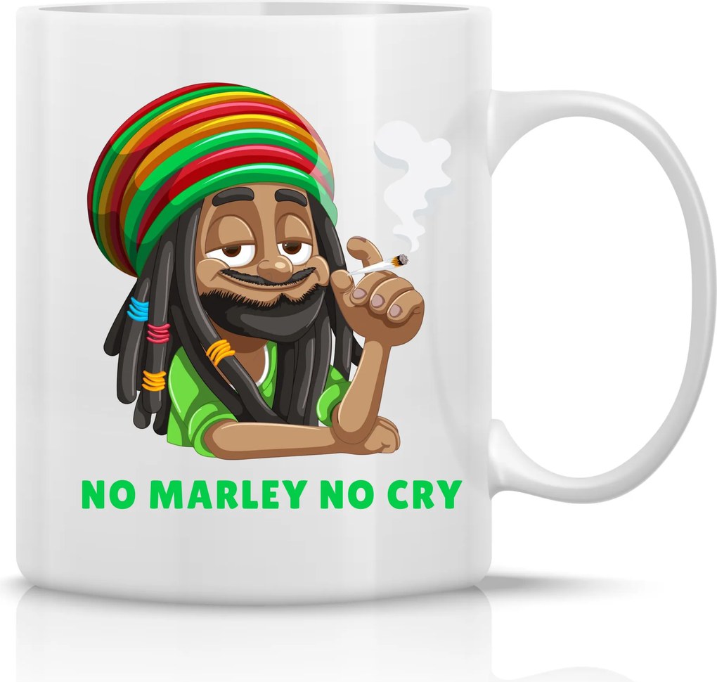 BOB MARLEY - klasický bílý keramický hrníček 300 ml