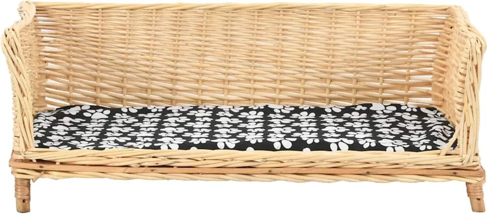 Pelíšek pro psy s poduškou 90 x 54 x 35 cm přírodní vrba 170775