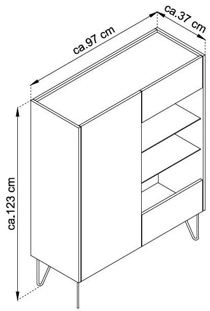 Vitrína Harmony, černá/černý mramor