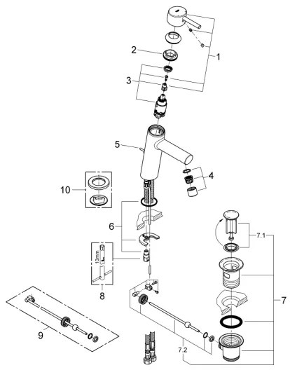GROHE 23450001 - Umyvadlová baterie CONCETTO M lesklý chrom