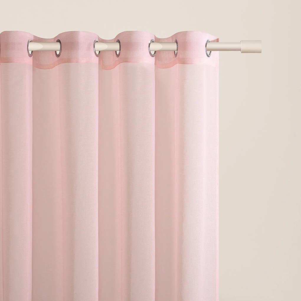 Room99 Záclona na kroužcích Flavia s volánmi Jednobarevná Barva: Světle růžová, Velikost: 140 x 250 cm