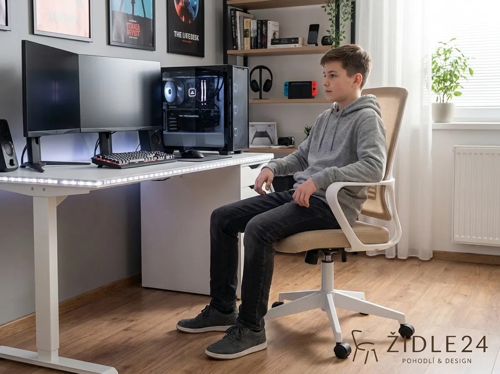 Juniorská židle MAGIC - béžová síťovina