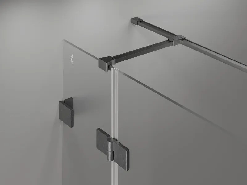 Mexen Lunar T, výklopný sprchový kout pravý 110 x 110 cm, 8mm čiré sklo, profil grafit broušený, 834T-110-110-66-00-P