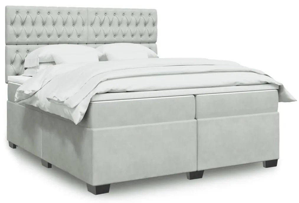Box spring postel s matrací světle šedá 200x200 cm samet 3291008