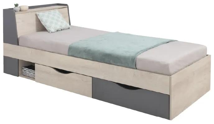 Dětská postel Delta DL14, dub/antracit Zvolte možnost matrace: Bez matrace