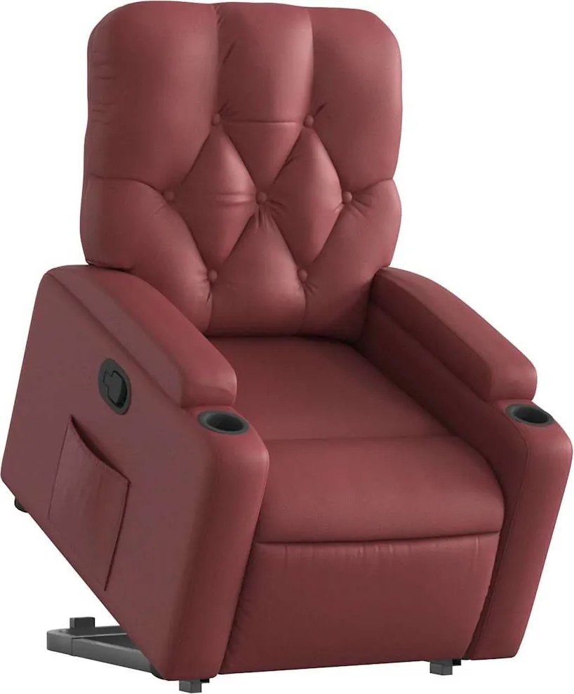 Zvedací polohovací křeslo vínové umělá kůže 3204776