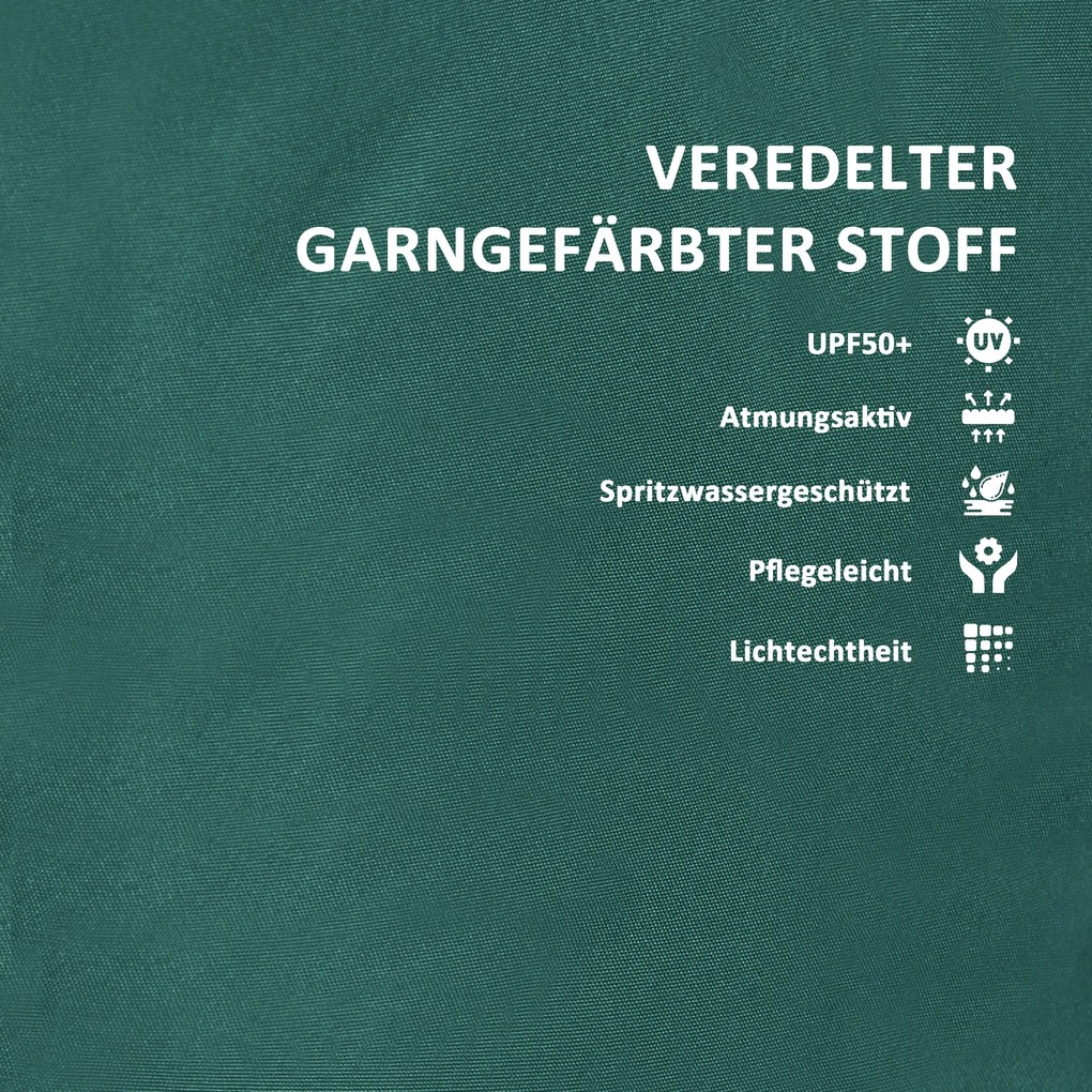 Polštář na sezení 120 x 47 x 9,5 cm vodoodpudivý polštář na židli s popruhy, opěrka hlavy, UPF50+ Zelený