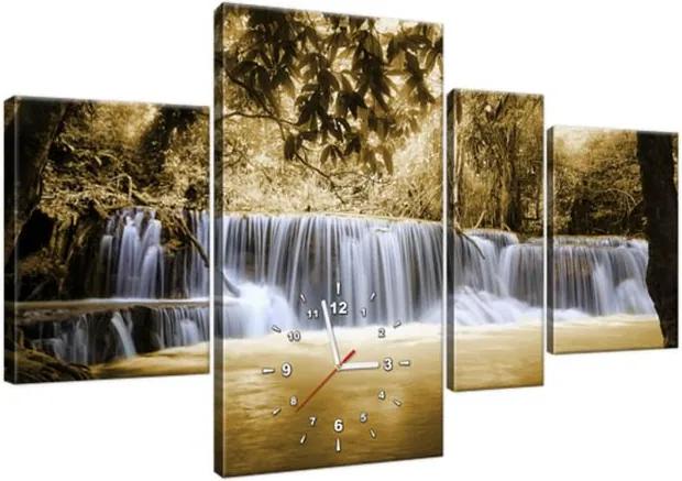 Tištěný obraz s hodinami Krásný vodopád v Thajsku 120x70cm ZP1311A_4AN