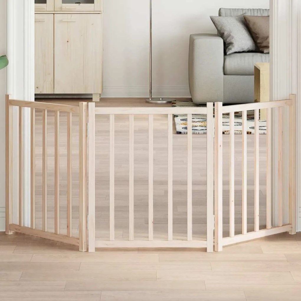 vidaXL Zábrana pro psy skládací 3 panely 150 cm masivní jedle [352276] Barva: Přírodní