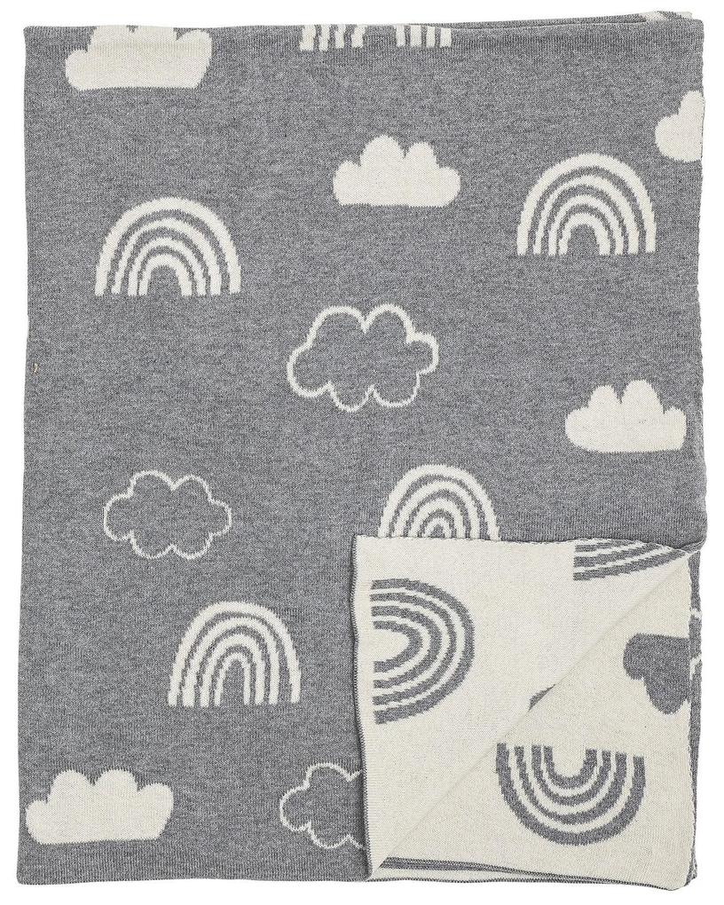 Bloomingville Pletená dětská deka Grey Sky 110x80 cm, šedá barva, textil
