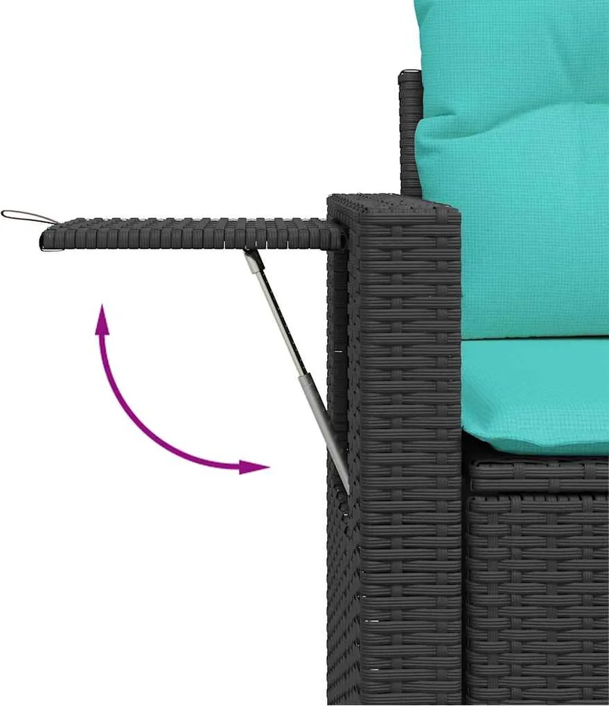 11dílná zahradní sedací souprava s polštáři černá polyratan 3224769