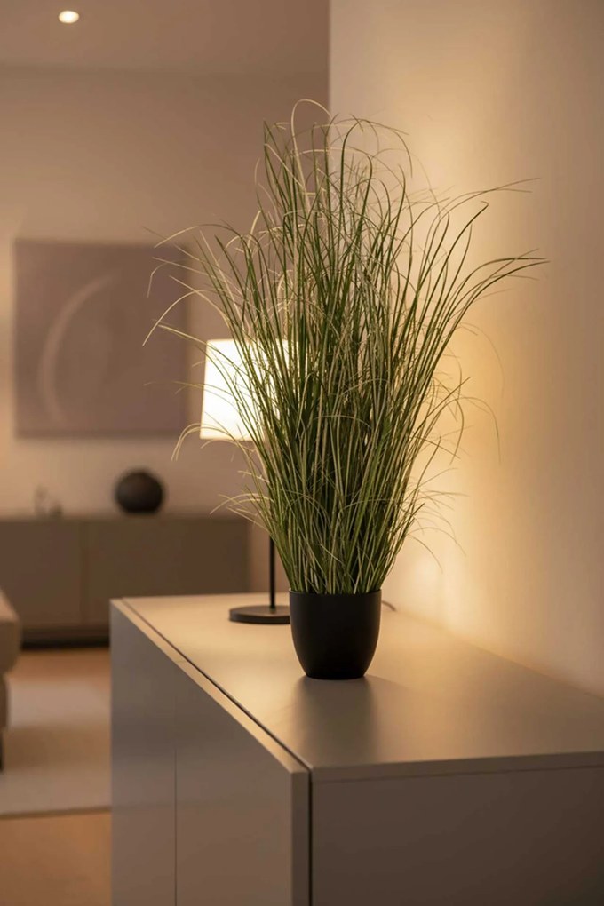 Umělá tráva v černém květináči GREVY, výška 85 cm, plast, zelená