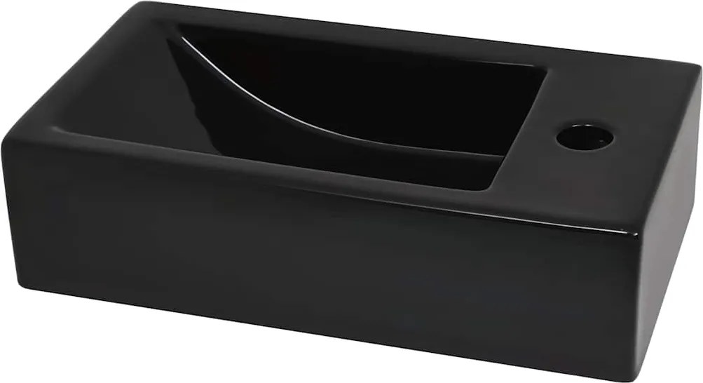 Umyvadlo otvor na baterii obdélník keramika černé 46x25,5x12 cm 142738