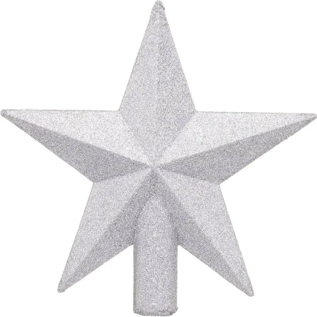Hvězda na vánoční stromeček, 22 cm, stříbrná