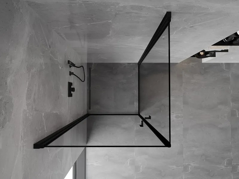Mexen Mist-B Duo, 2-křídlý výklopný sprchový kout 100 x 100 cm, čiré sklo-černý rám, 8A2-100L-100P-70-70