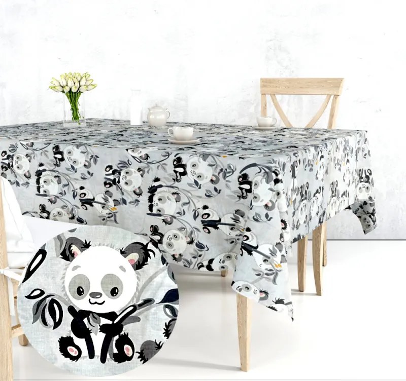 Ervi bavlněný ubrus na stůl obdélníkový - panda