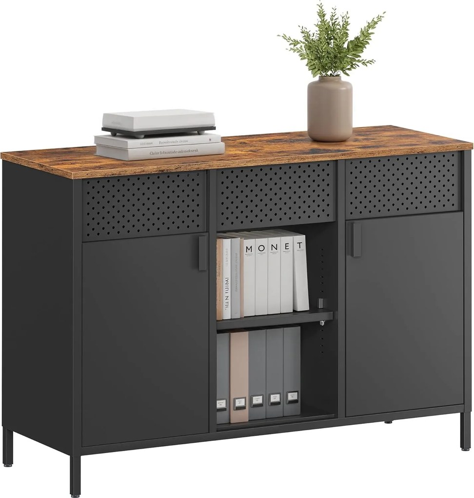 Komoda Vasagle Teduo 110 cm černá/hnědá