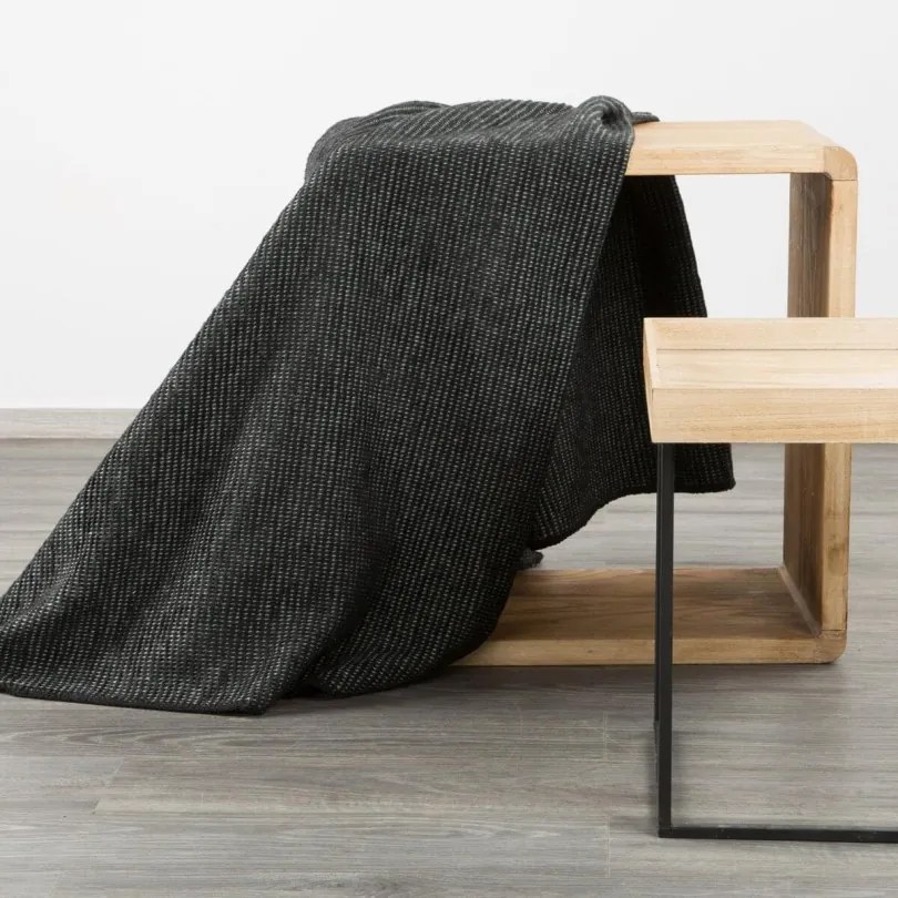 Vysoce kvalitní černá deka s vaflovou strukturou Šířka: 180 cm | Délka: 220 cm