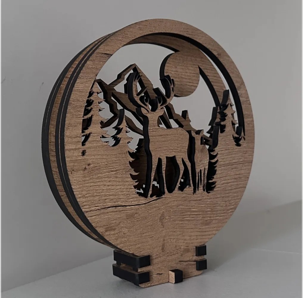 Li-Go "Jelen a laň" lampa 20x22 cm provedení povrchu: dub světlý