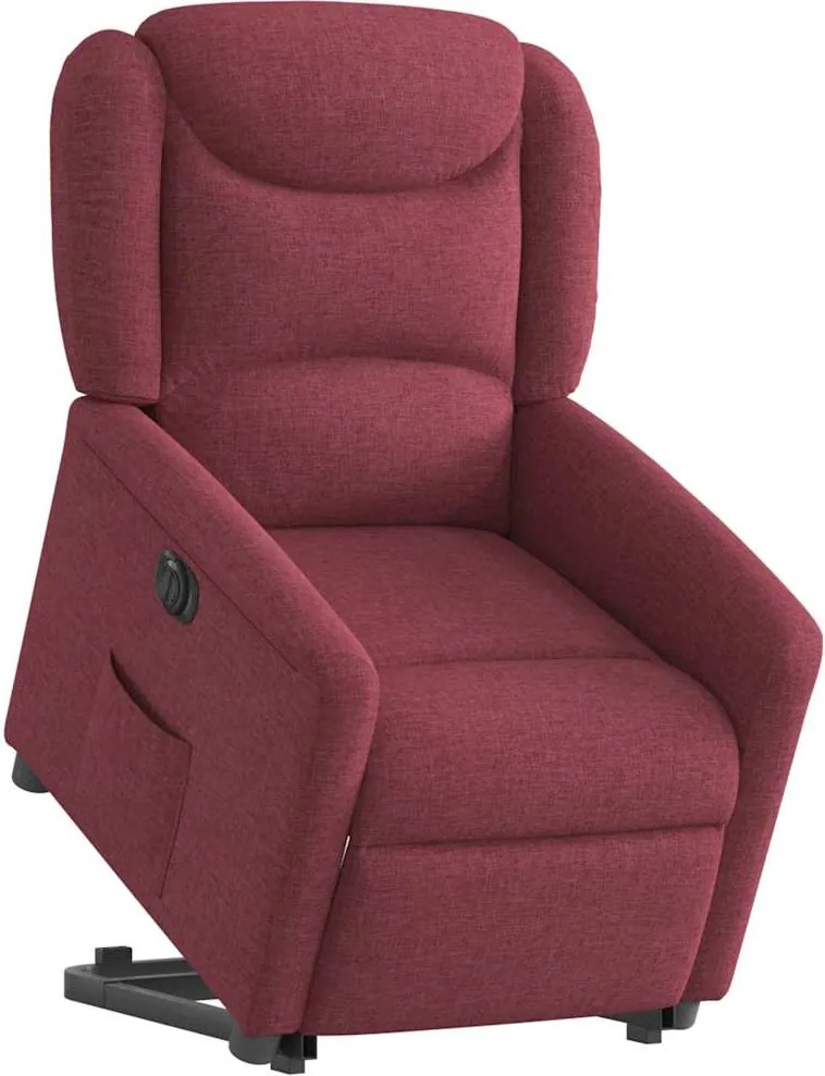 Elektrické zvedací polohovací křeslo vínové textil 3303217