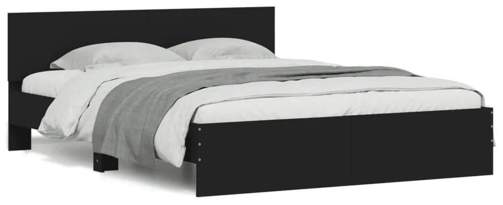 vidaXL Rám postele s čelem černý 140 x 190 cm