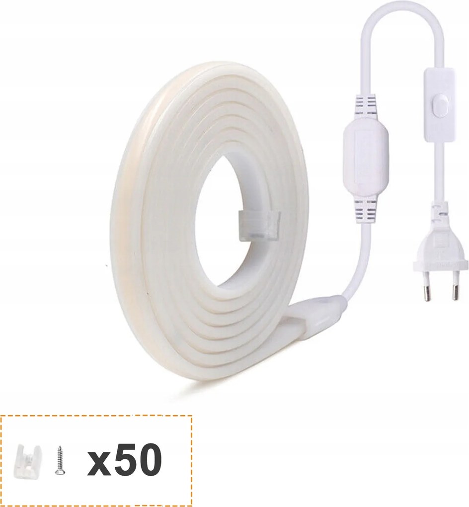 Led pásek Cob 230V Neon Teplý 288 diod/M světelná linka bílá teplá 10 m
