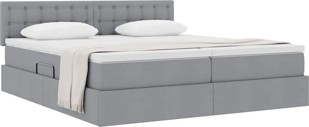 Postel s úložným prostorem Světle šedá 200 x 200 cm Umělá kůže 3370955