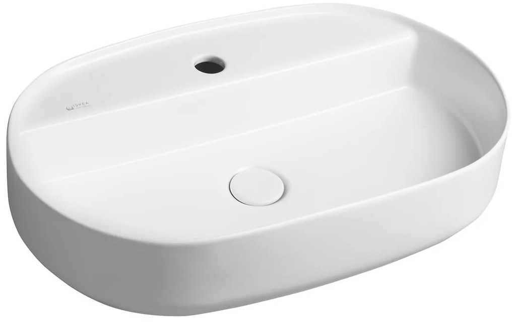 Isvea, INFINITY OVAL keramické umyvadlo na desku, 60x40 cm, matná bílá, 10NF65060-2L