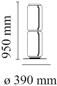 Flos Noctambule F2 Low Cylinders Small Base, stojací lampa ze skla se stmívačem, 3x9W LED 2700K, výška 95cm