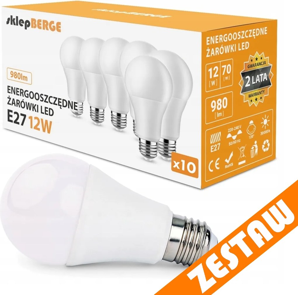 SADA 10x LED žárovka E27 A60 12W 980lm - neutrální bílá