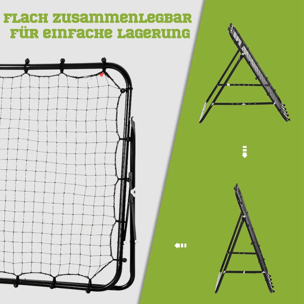 HOMCOM fotbalový odrazový míč odrazová stěna 96x80x96 cm z kovové trubky a PE v černé barvě pro trénink a hru