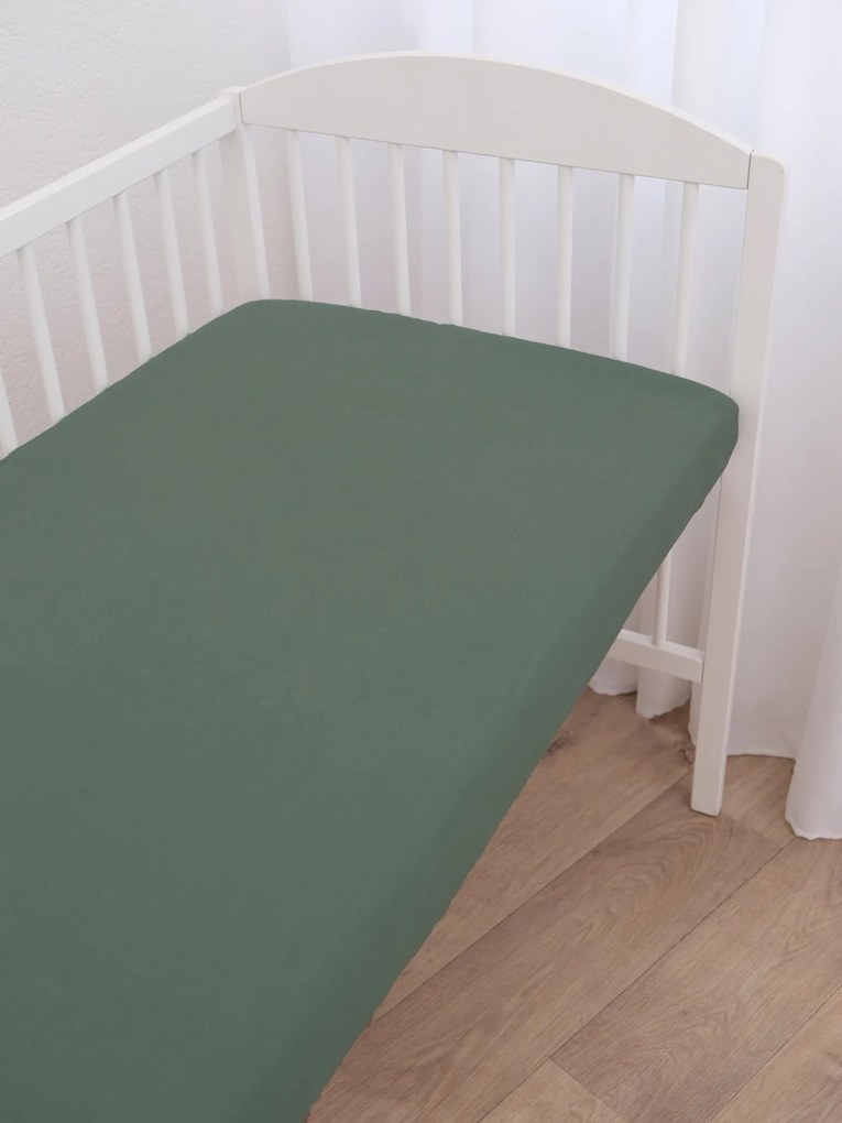 MK Lůžkoviny Jersey prostěradlo do postýlky Classic 70 × 140 cm - olivová