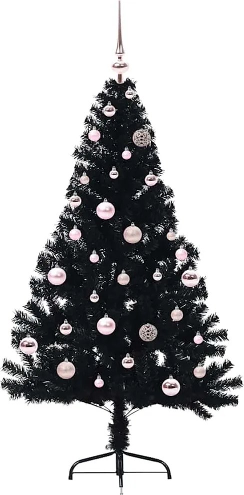 Umělý osvětlený vánoční stromeček Černá 150 cm PVC 3397130