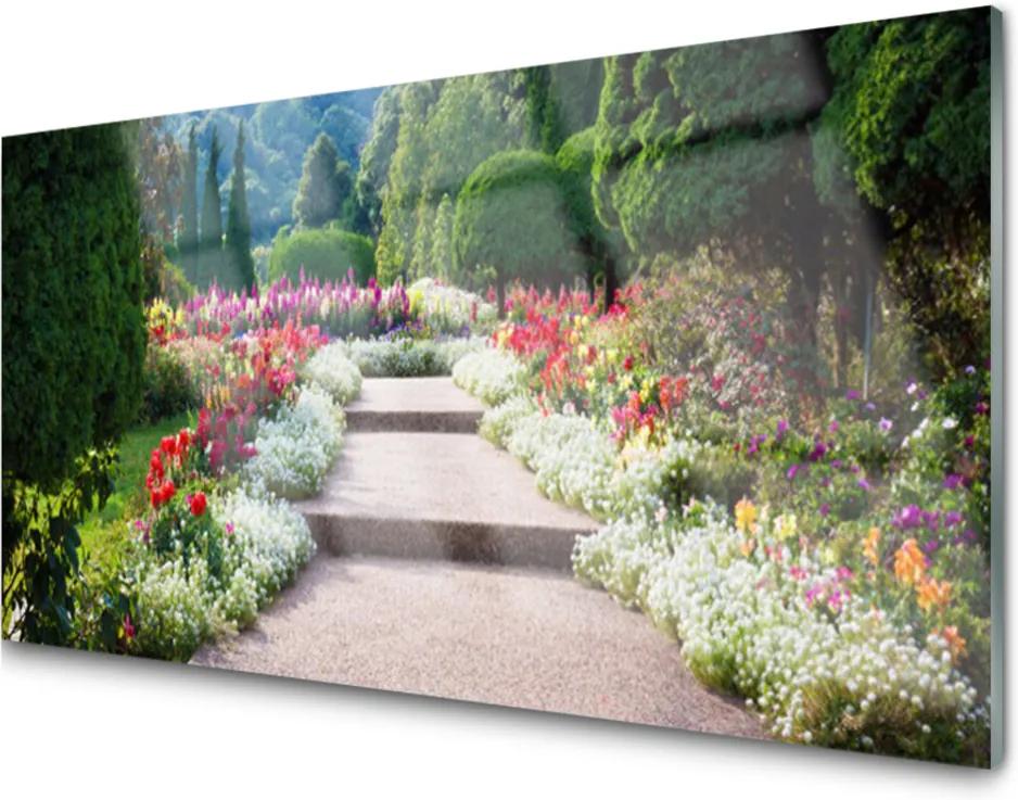 Plexisklo obraz Park Květiny Schody Zahrada
