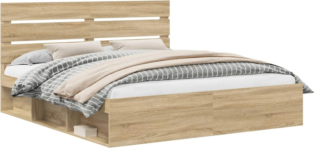 Rám postele s čelo Sonoma 200 x 200 cm Masivní borové dřevo 3411706