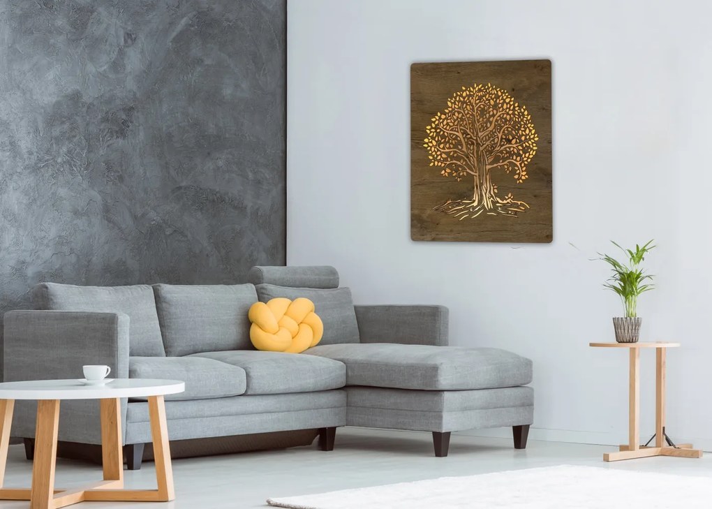 Li-Go "Lípa" obrazové svítidlo s baterií 70x85cm varianta: ovládání na obraze bez dálkového ovladače, provedení: dub světlý