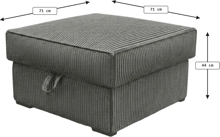 Taburet SMART COSARO XL s úložným prostorem 71x71 cm, černý