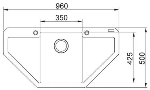 Franke Maris MRG612E Granitový dřez rohový s oboustraným odkapem, 96x50cm, černá mat, 114.0637.572