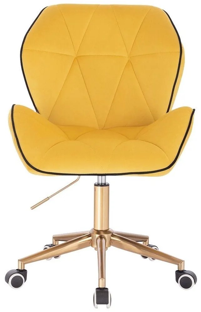 LuxuryForm Židle MILANO MAX VELUR na zlaté podstavě s kolečky - žlutá