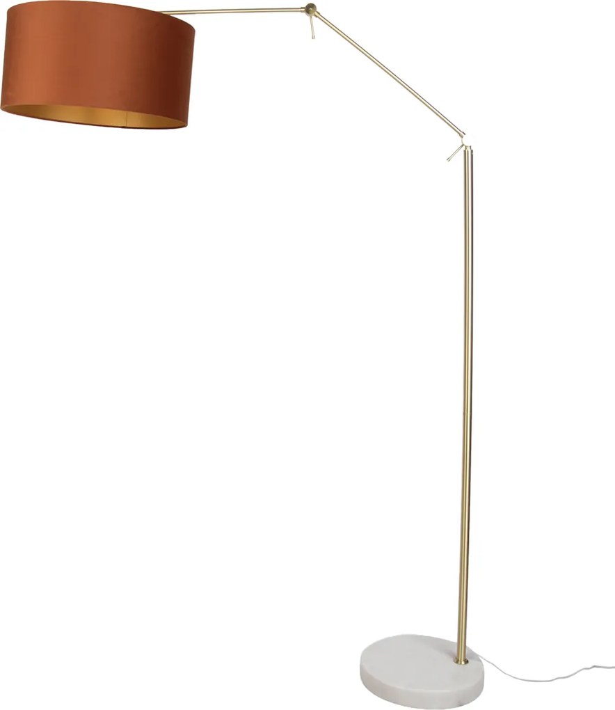 Stojací lampa zlatá nastavitelná s oranžovým stínidlem a zlatým vnitřkem 50 cm - Editor