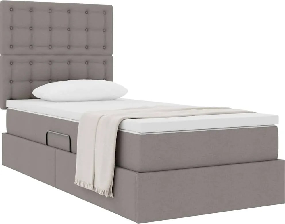 Postel s úložným prostorem a matrací Taupe 90 x 200 cm textil 3371883