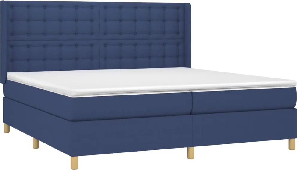 Box spring postel s matrací a LED modrá 200x200 cm textil 3139227