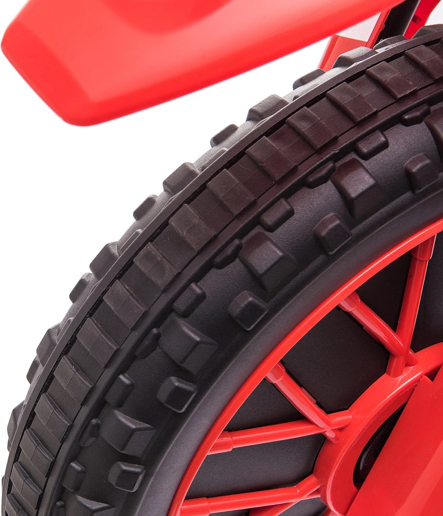 HOMCOM Dětská Elektrická Motorka 12V s 2 Odnímatelnými Stabilizátory pro Děti od 3 Let PP Kovová Červená+Bílá 106,5 x 51,5 x 68 cm