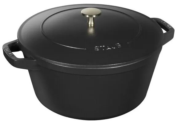 Staub Cocotte 2 dílná sada litinového hrnce a pánve 24 cm, černá, 14562423