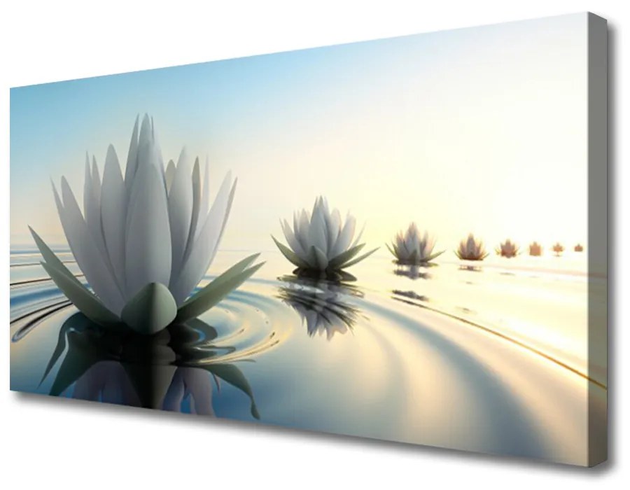 Obraz na plátně Vodní Lilie Květiny Rybník 125x50 cm