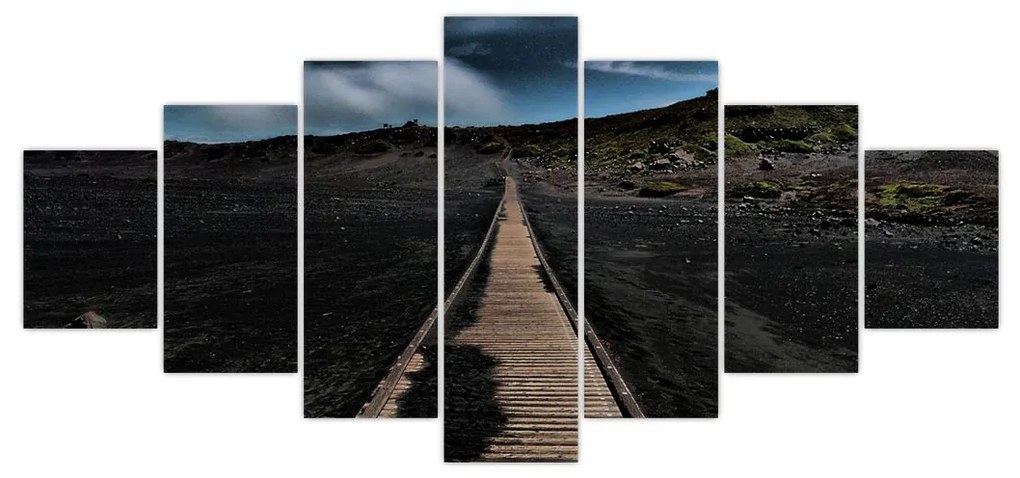 Obraz dřevěné cesty za soumraku (210x100 cm)