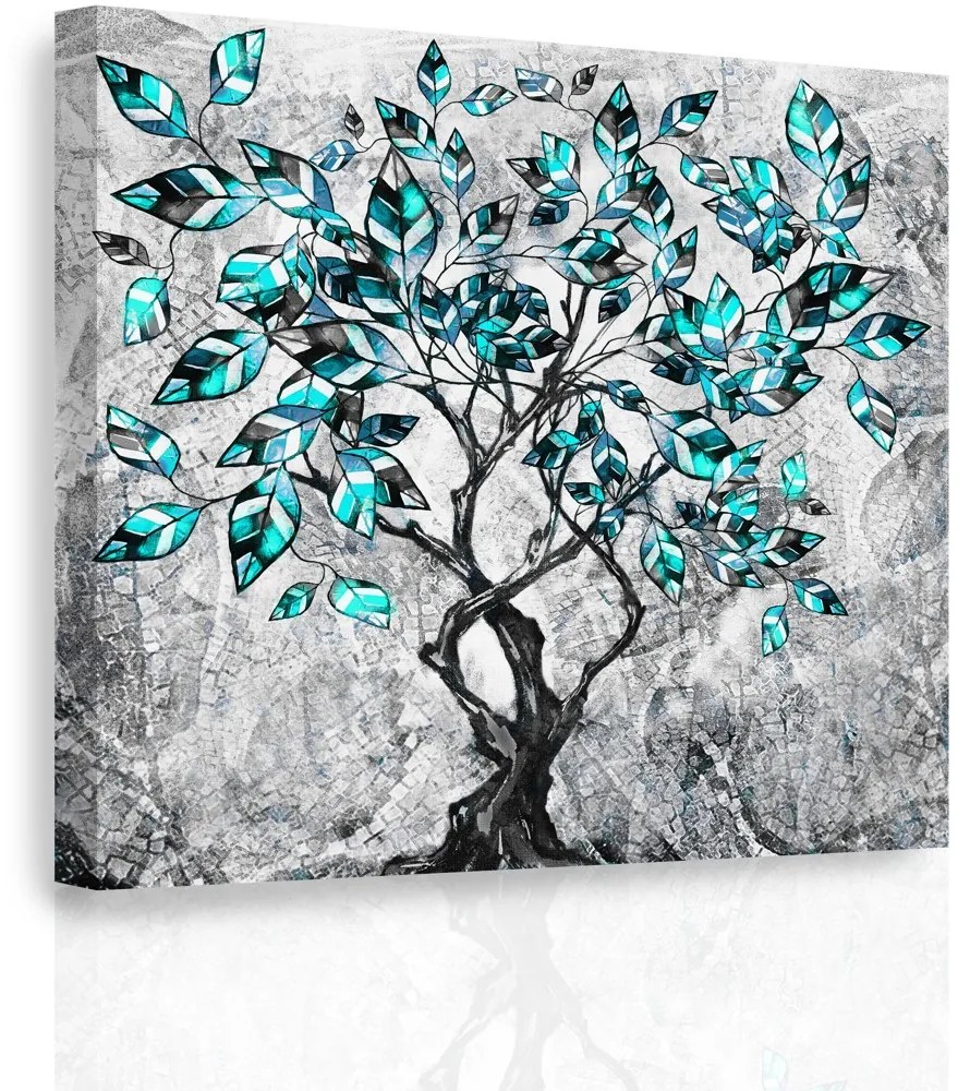 Obraz strom v mozaice Blue Velikost (šířka x výška): 80x80 cm