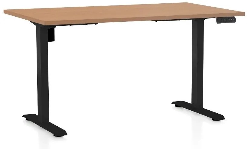 Výškově nastavitelný stůl OfficeTech B, 140 x 80 cm - černá podnož Barva: Bílá