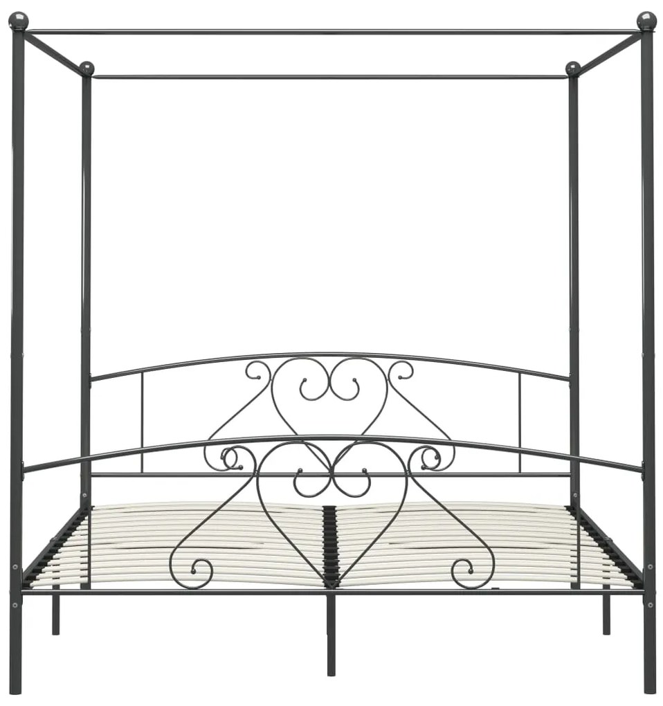 Rám postele s nebesy šedý kovový 200 x 200 cm,  284446