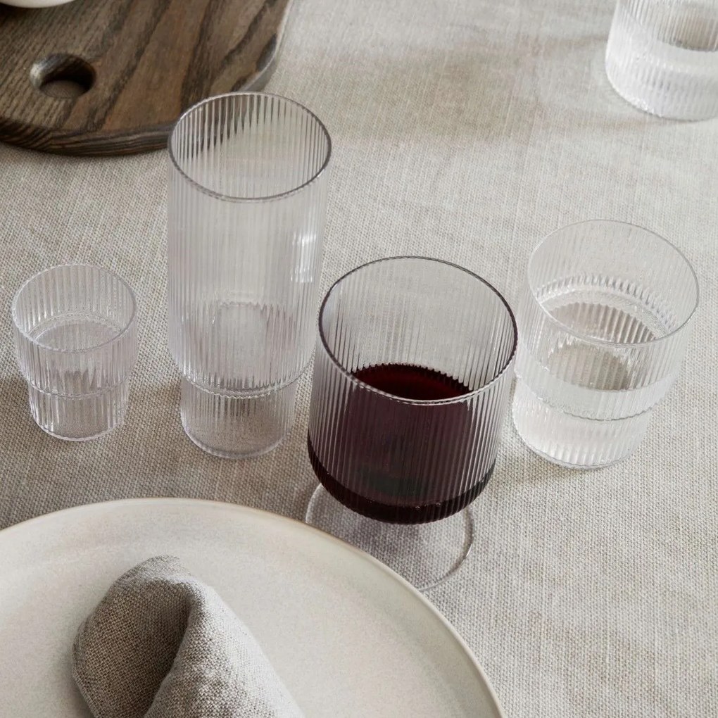 ferm LIVING Sklenice na víno Ripple Clear 270 ml - set 2 ks, čirá barva, sklo